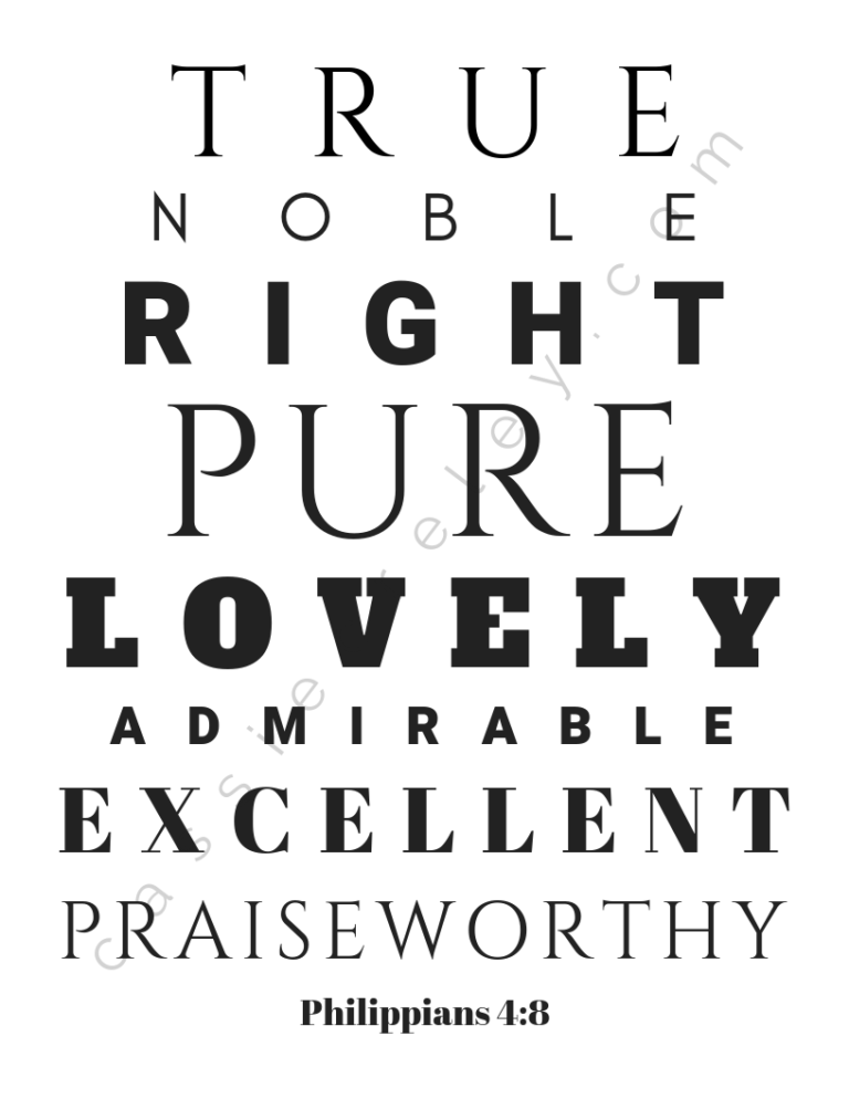 Free Philippians 4:8 Printables - Starlight Through The Storm - Cassie ...