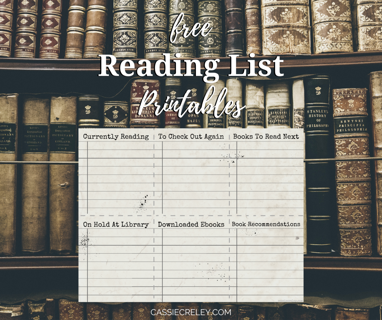 Reading List Printables to Keep Track of All Your Books
